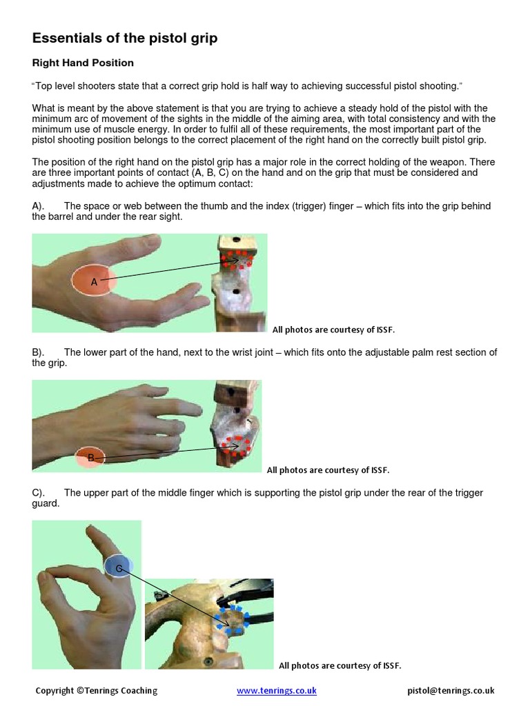 Essentials of The Pistol Grip: Right Hand Position | PDF | Hand | Finger