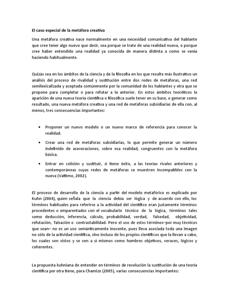 Metáfora Creativa en Ciencia y Filosofía | PDF | Metáfora | Teoría