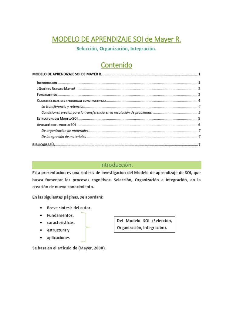 Modelo SOI: Un enfoque constructivista para el aprendizaje activo | PDF ...