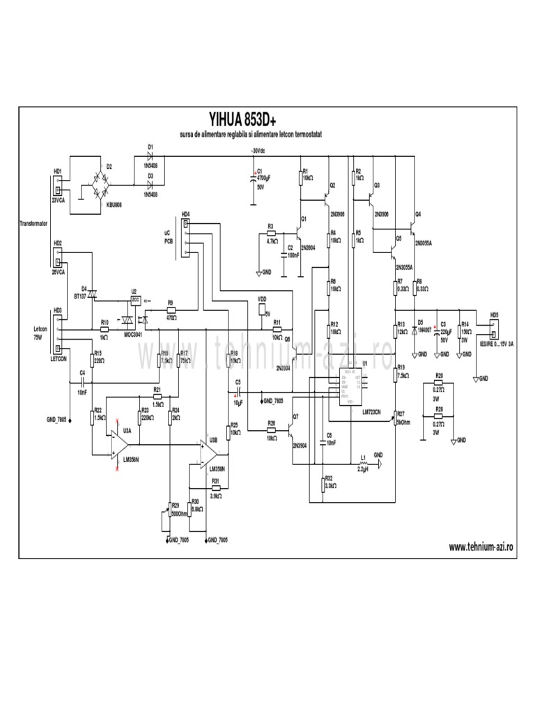 Schema Electronica - Sursa Reglabila Si Letcon Termostat Yihua 853D ...