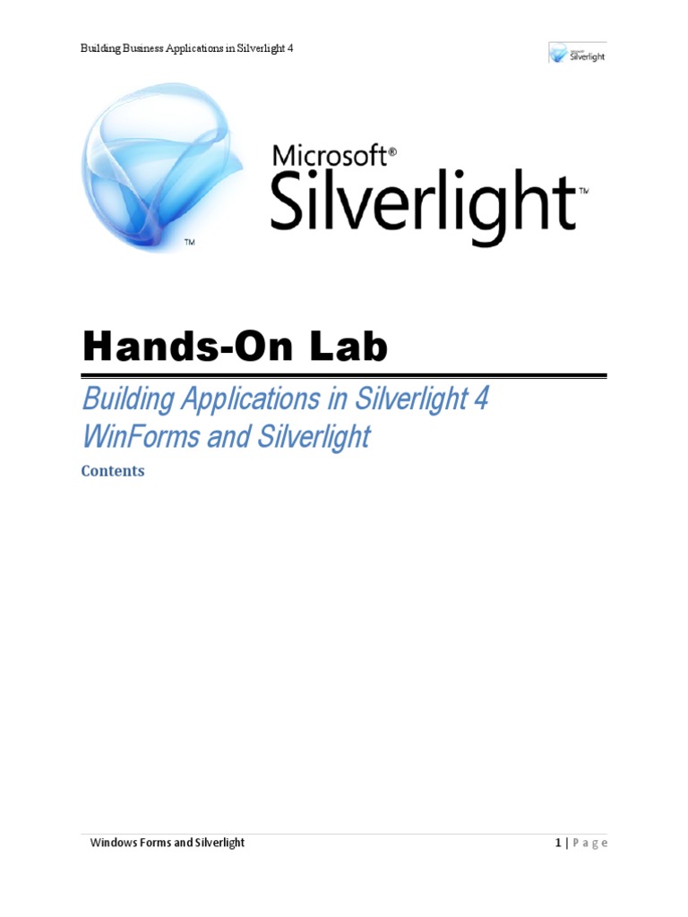 Hands-On Lab: Building Applications in Silverlight 4 Winforms and Silverlight | PDF | Extensible ...