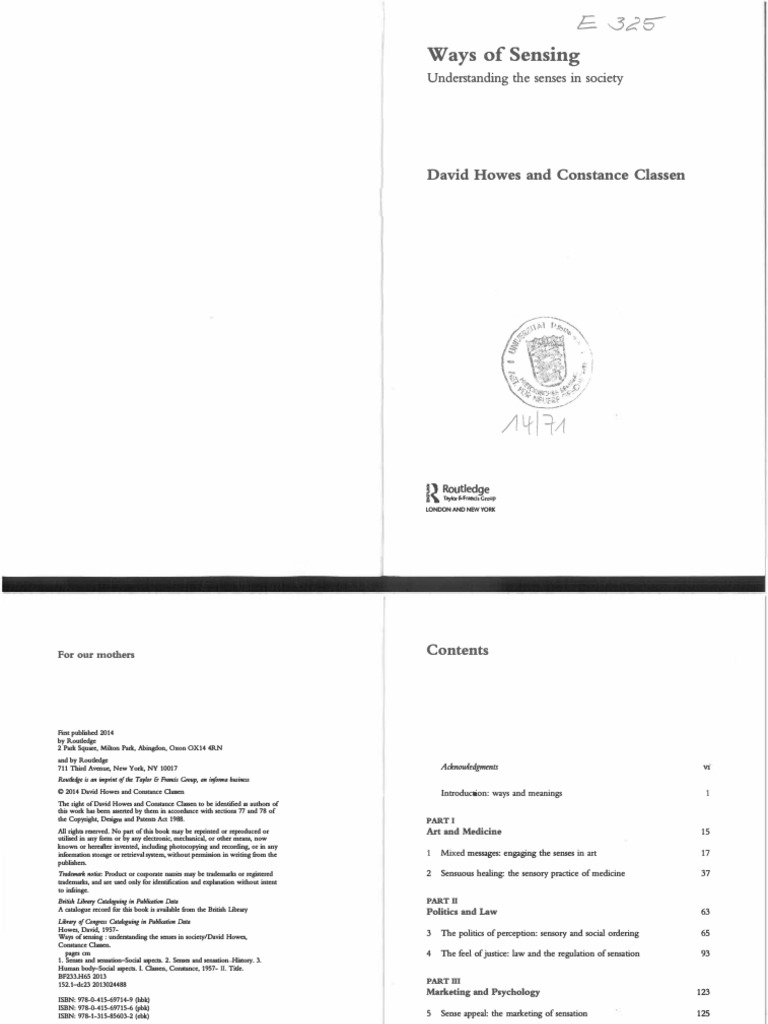 Ways of Sensing: David Howes and Constance Classen | Download Free PDF ...