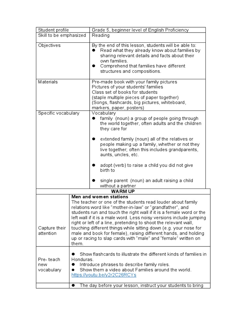 5th Grade Lesson Plan Reading | PDF | Grandparent | Vocabulary