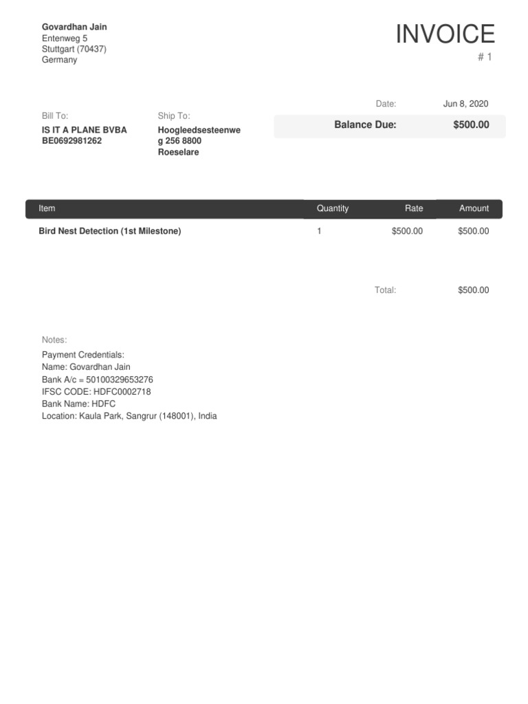 First Milestone Payment Invoice for Bird Nest Detection Project Sent to ...