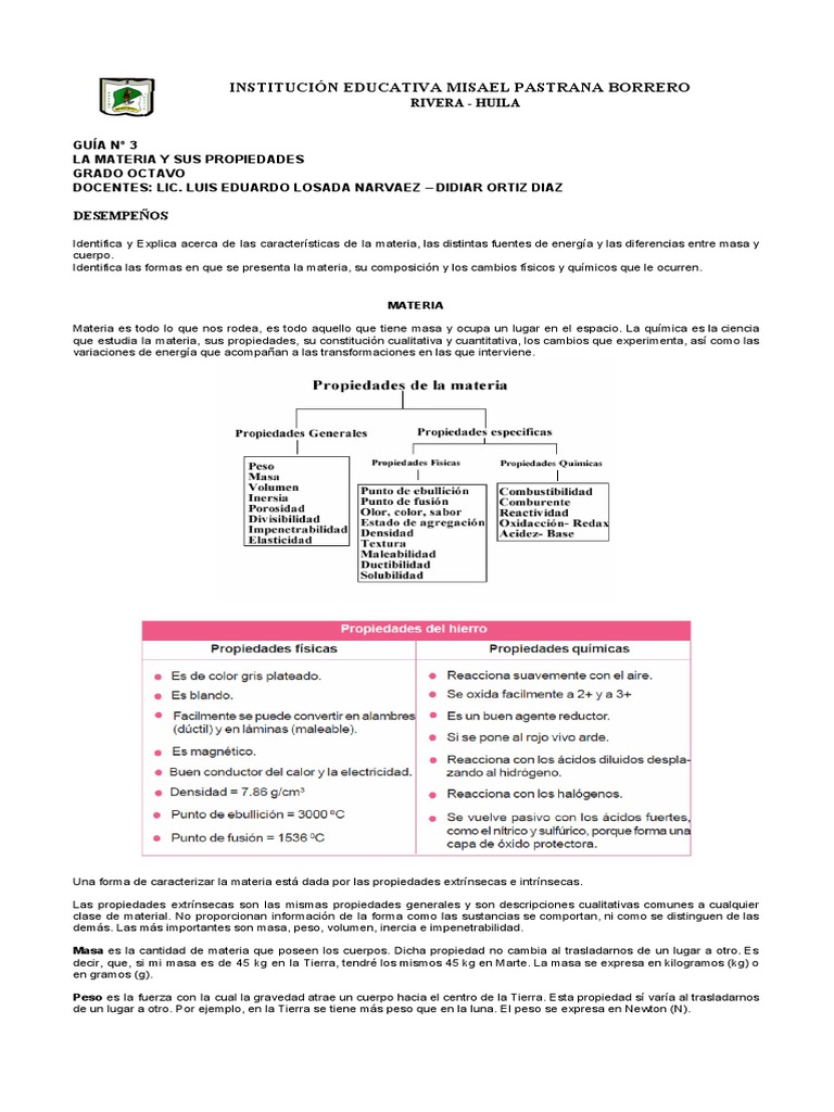Guía #3 La Materia y Sus Propiedades | PDF | Importar | Solubilidad