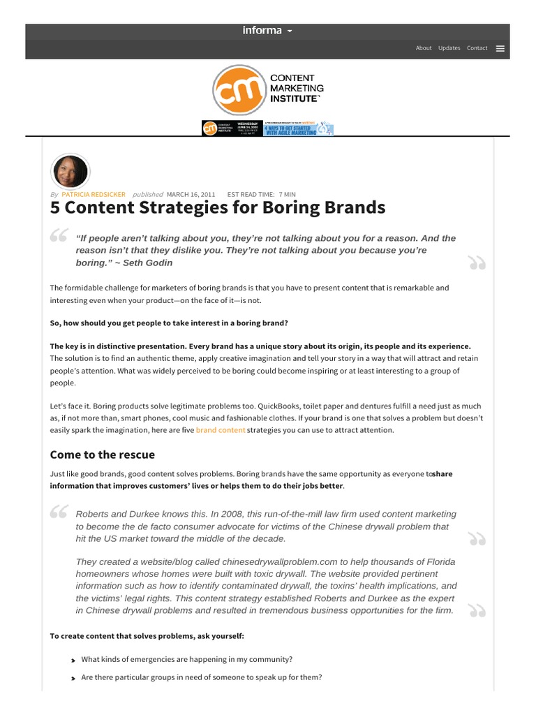 5 Content Strategies For Boring Brands: Come To The Rescue | PDF ...