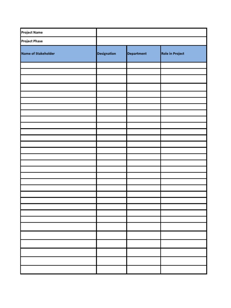 Stakeholder Register Template Example | PDF | Art | Computers