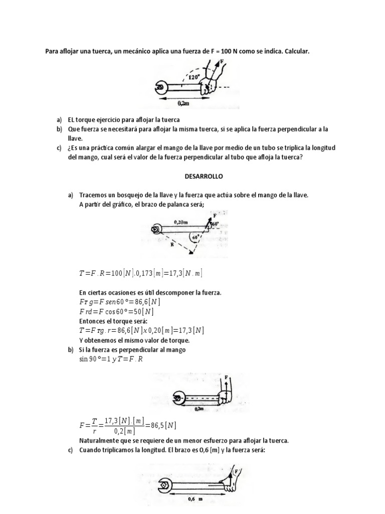 Ejercicio de Torque | PDF