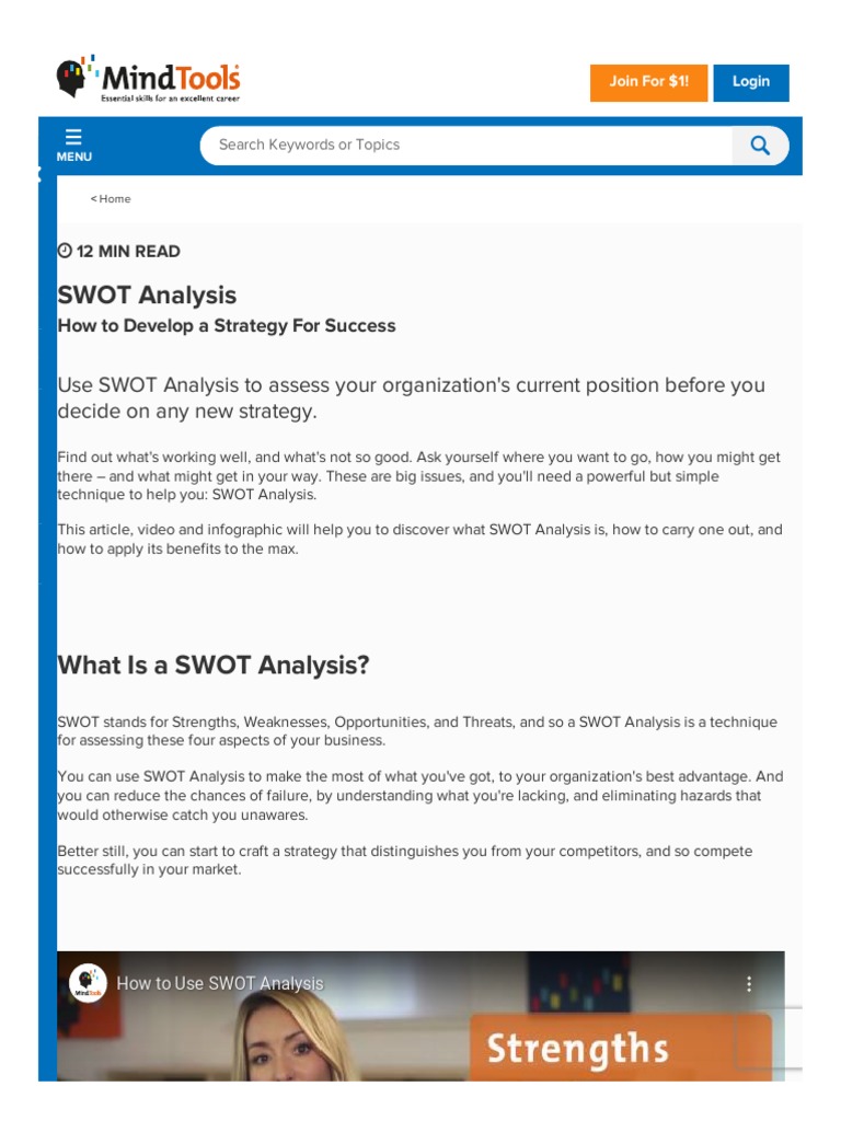WWW Mindtools Com Pages Article newTMC - 05 HTM | PDF | Swot Analysis ...