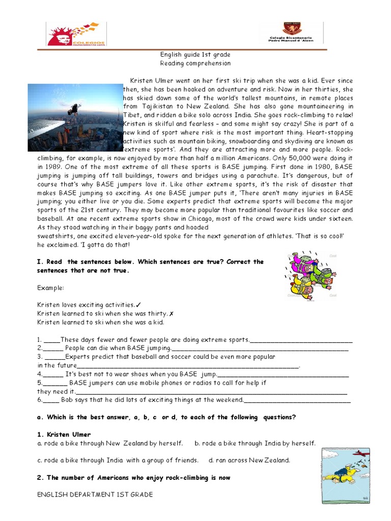 Reading Comprehension Sports Base Jumping Wordsearches - 71251 | PDF ...