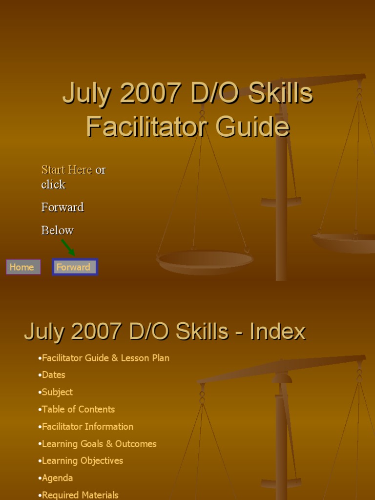 July 2007 D/O Skills Facilitator Guide | PDF | Facilitator | Lesson Plan