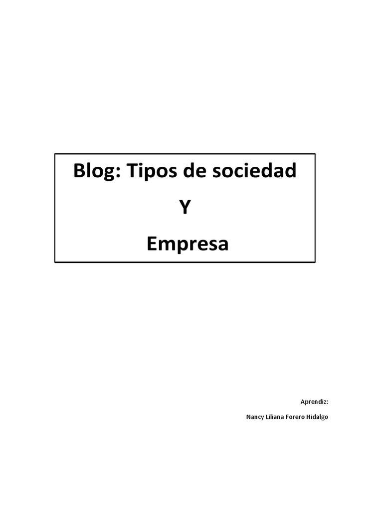 Tipos de Sociedades y Empresa (Nancy Forero) | PDF | Corporaciones ...
