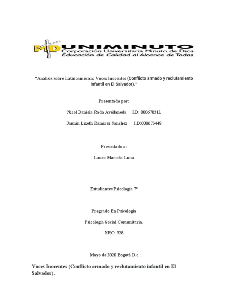 Análisis - Voces Inocentes | PDF | Guerra de guerrillas | El Salvador
