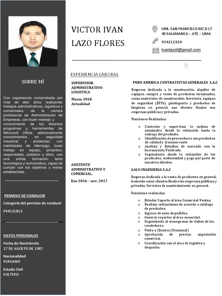 CV Ivan 2020 Actualizado | PDF | Logística | Microsoft