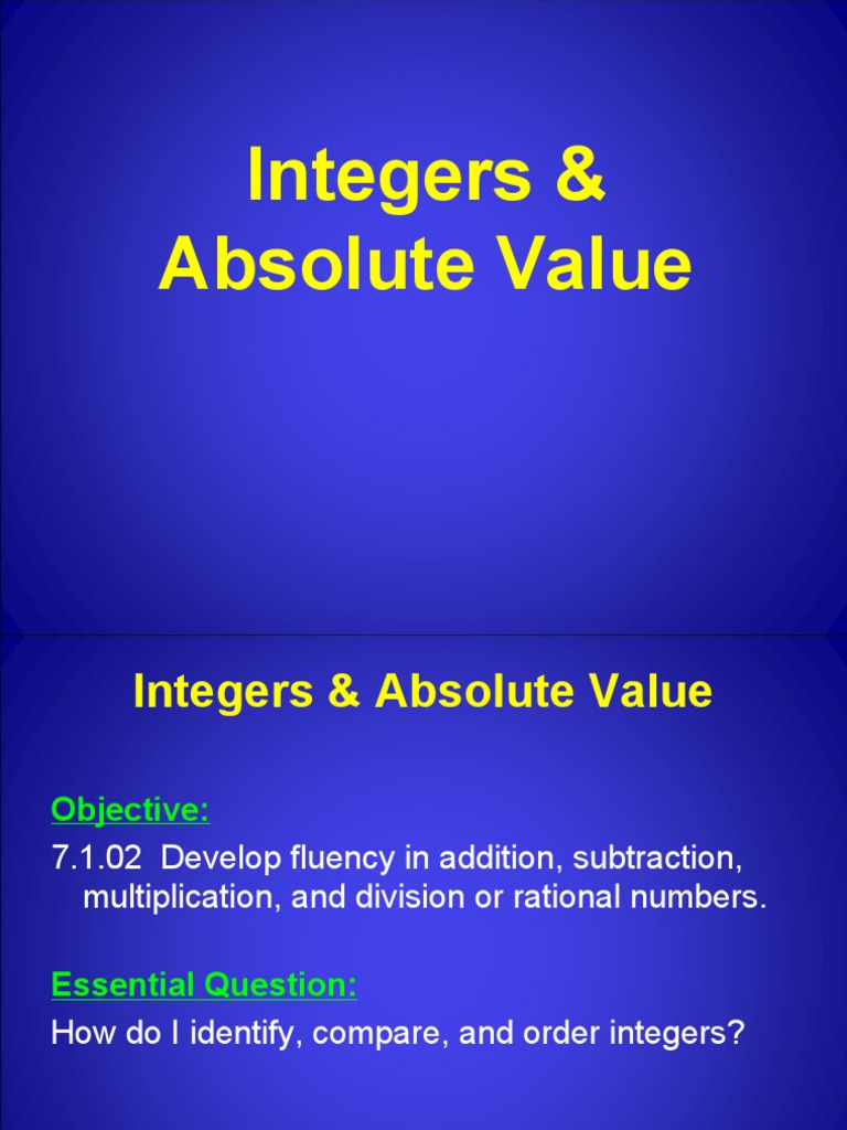 Integers Absolute Value | PDF | Integer | Ring Theory