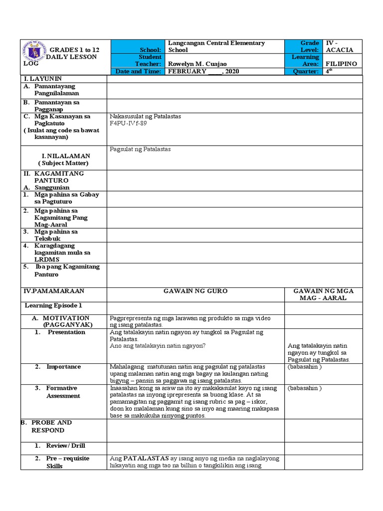 Filipino Nakasusulat NG Patalastas | PDF