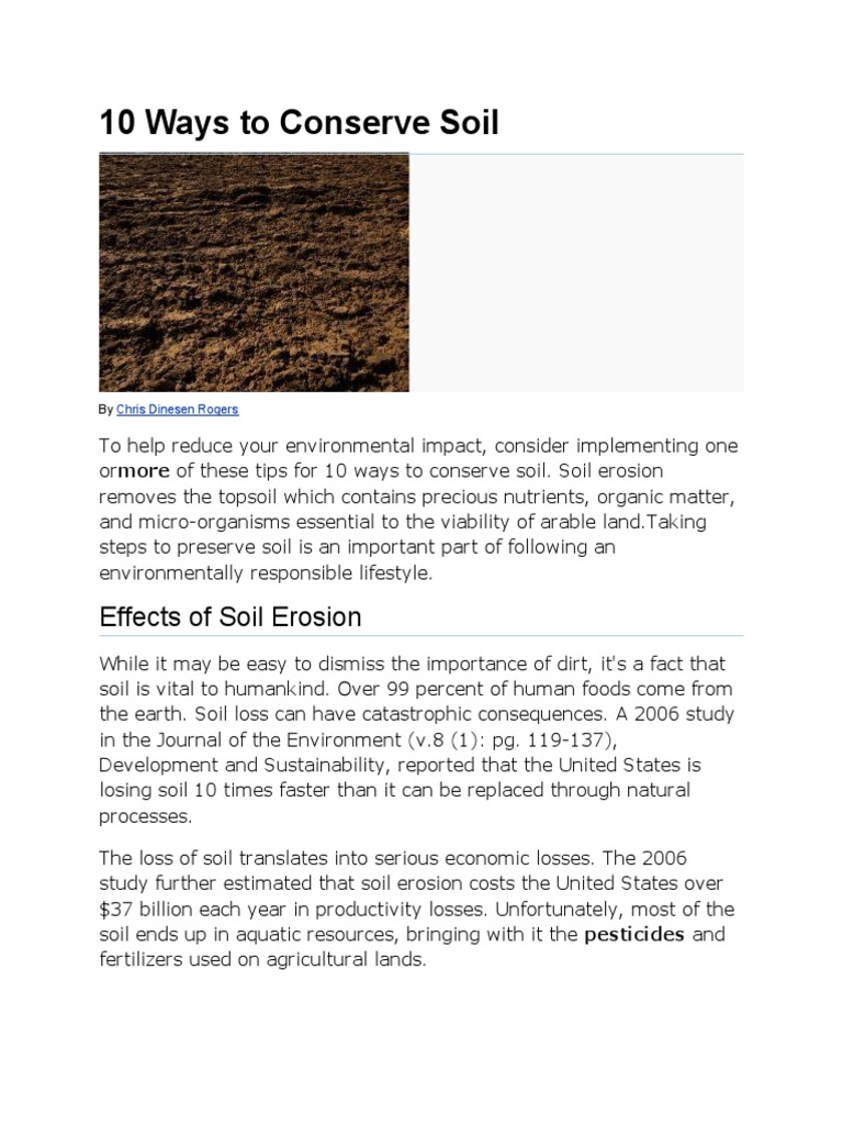 10 Ways To Conserve Soil | PDF | Soil | Agriculture