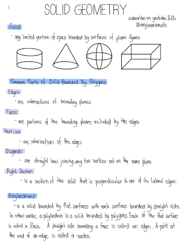 Solid Geometry Notes | PDF