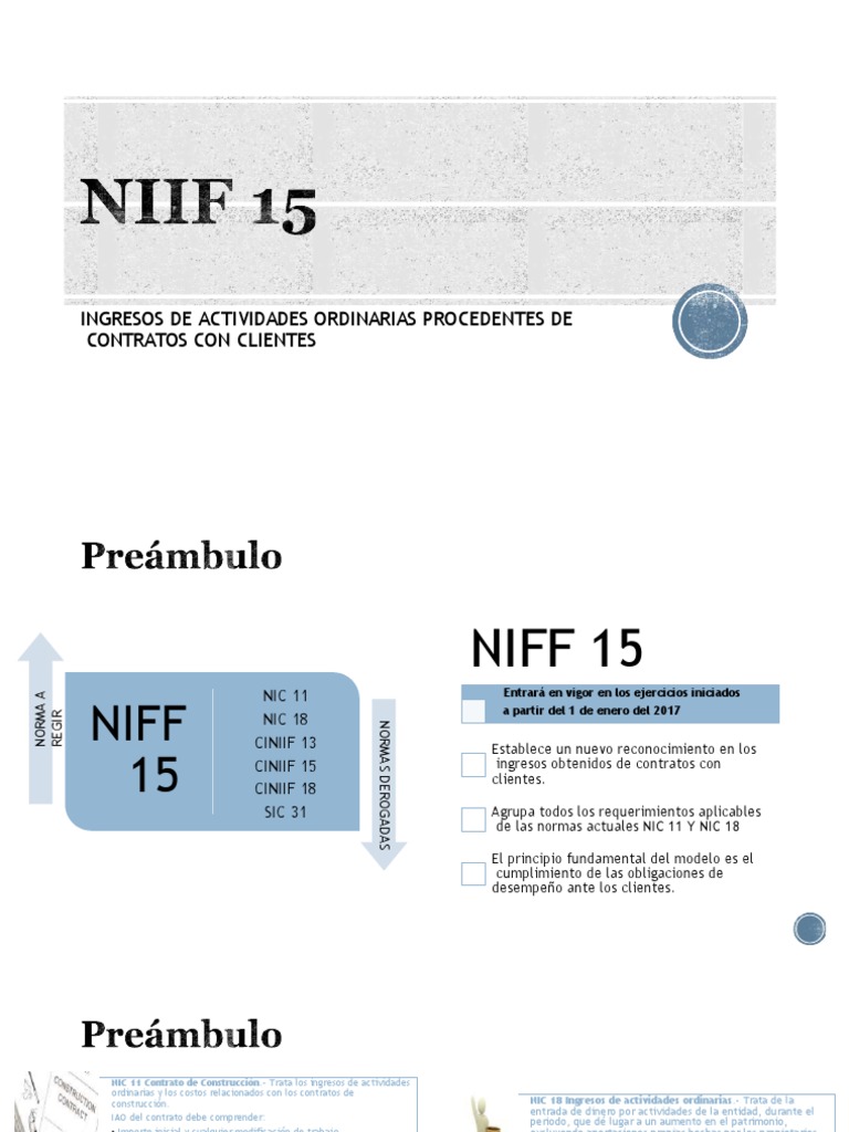 Niif 15 | PDF | normas internacionales de INFORMACION FINANCIERA | Cliente