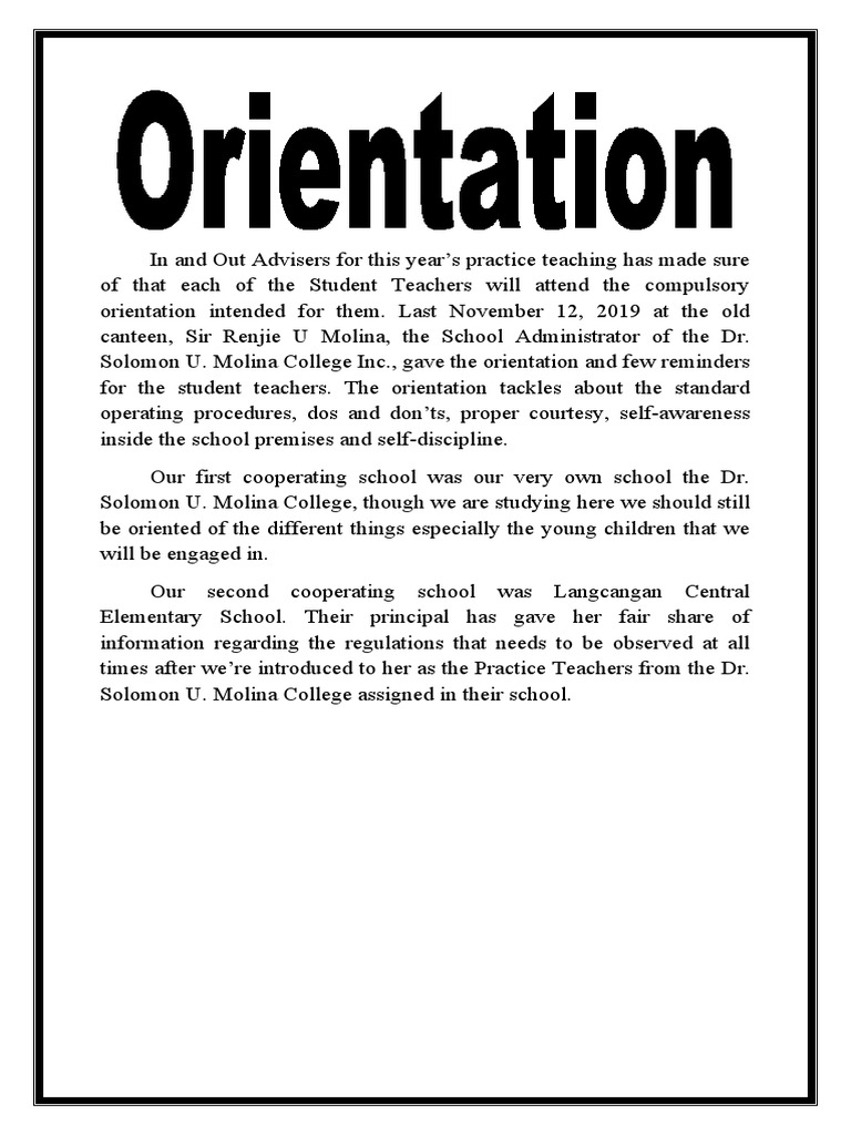 Orientation | PDF
