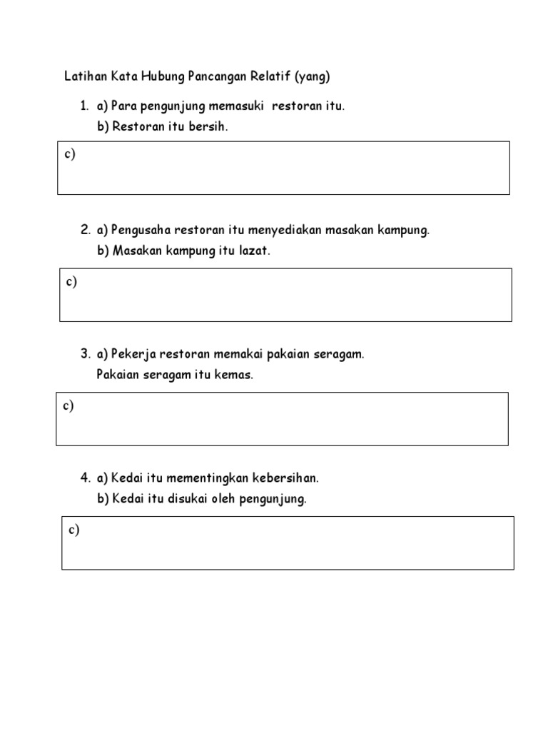 Latihan Kata Hubung Pancangan Relatif | PDF