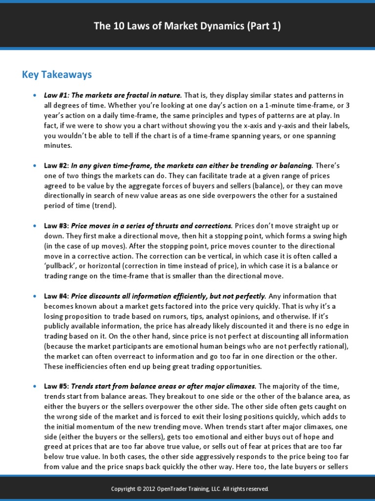 Key Takeaways: The 10 Laws of Market Dynamics (Part 1) | PDF | Prices ...