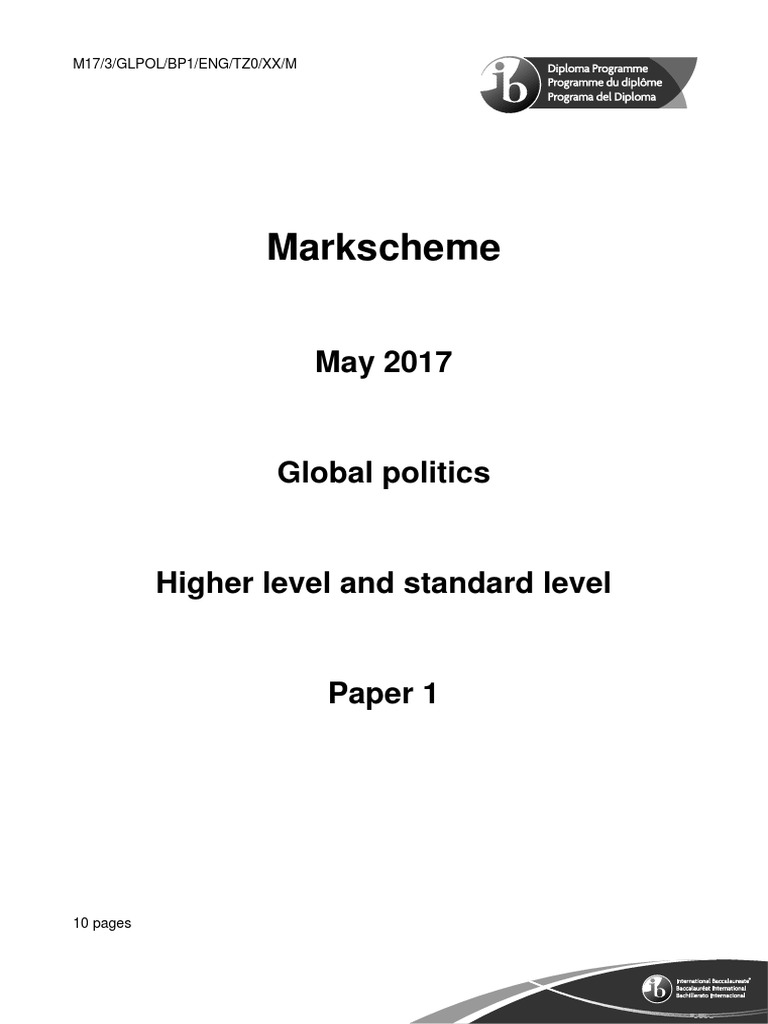 IB Global Politics Paper 1 Markscheme | PDF | Global Warming | United ...