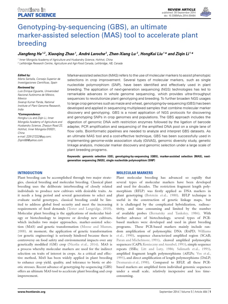 GBS PDF | PDF | Dna Sequencing | Single Nucleotide Polymorphism