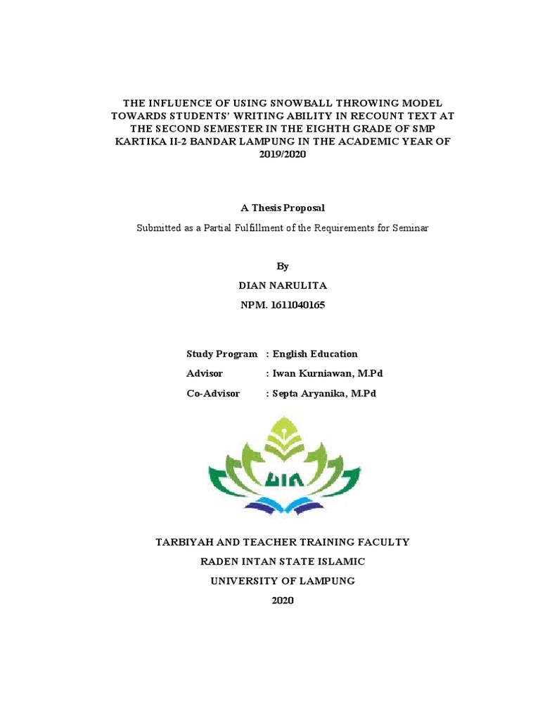 Proposal Dian Narulita Fix | PDF | Teachers | Language Education