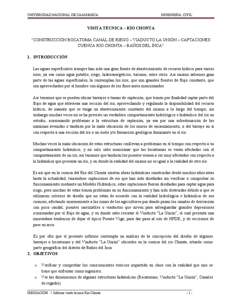 Visita Técnica - Río Chonta | PDF | Riego | Río