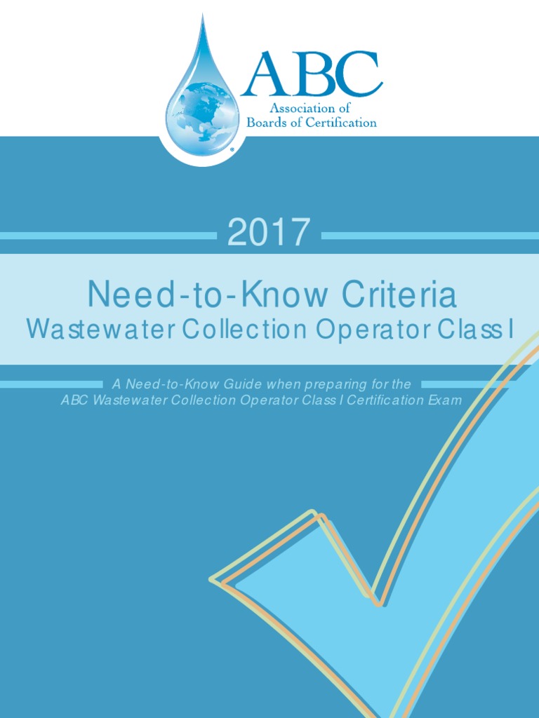 Need-to-Know Criteria: Wastewater Collection Operator Class I ...