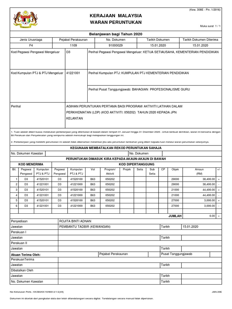 Waran Peruntukan LDP | PDF
