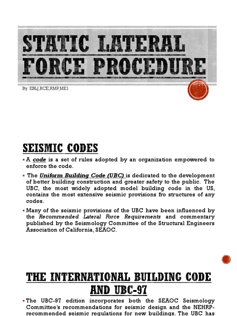 Part 1 - Static Lateral Force Procedure | PDF | Seismology | Earthquakes
