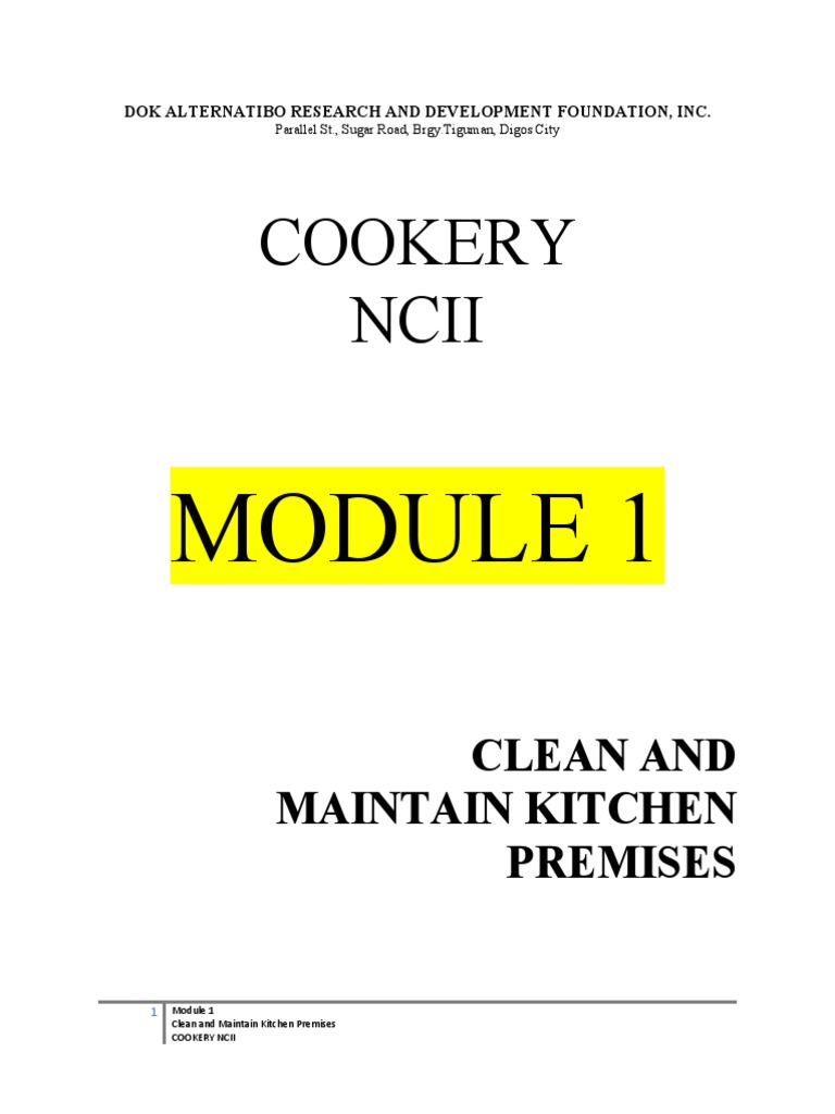 Cookery Ncii: Clean and Maintain Kitchen Premises | PDF