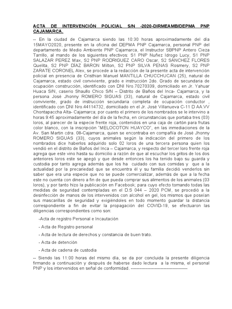 Acta PNP | PDF | Violencia