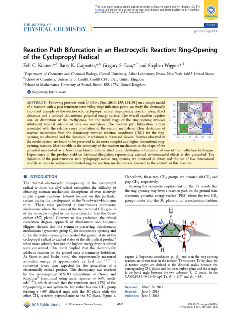 Reaction Path Bifurcation in An Electrocyclic Reaction Ring Opening of ...
