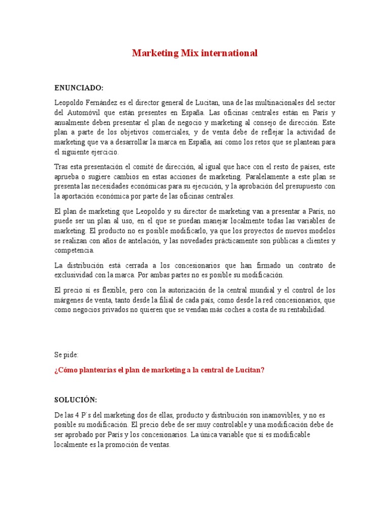 Marketing Mix International | PDF | Marketing | Microeconomía