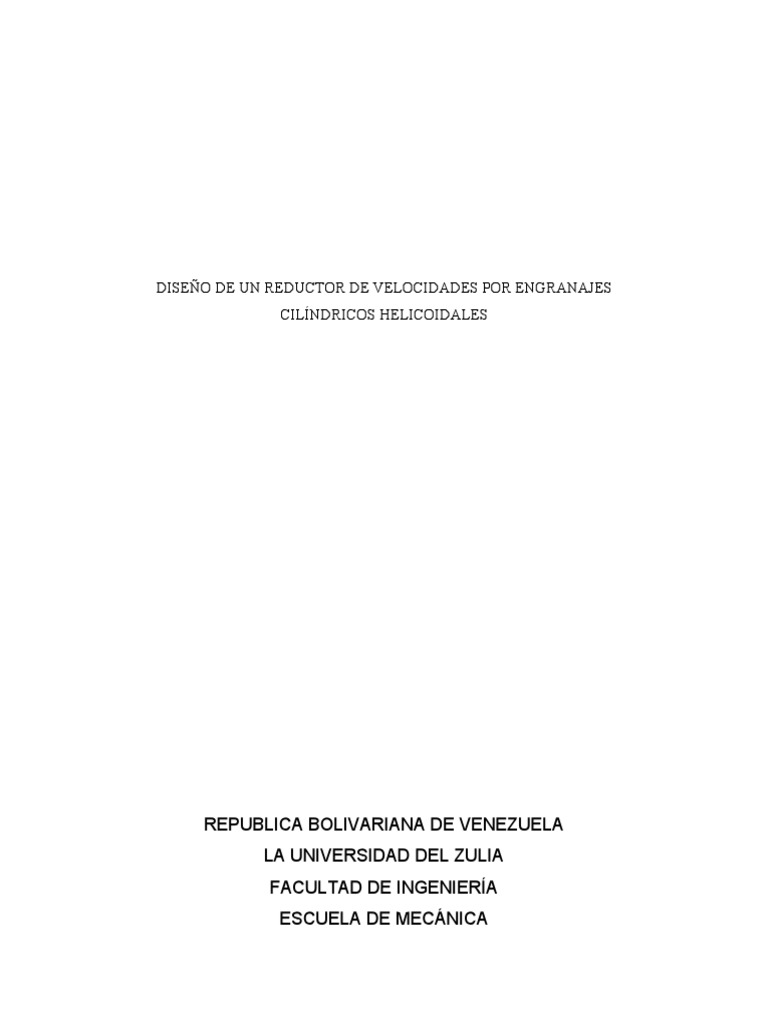 Diseno de Un Reductor de Velocidades Por | PDF | Engranaje | Mecanica ...