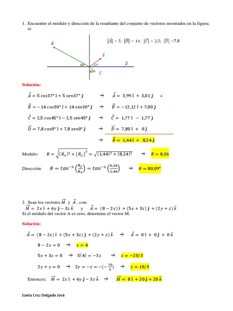 S01.S1 Vectores (Solucionario) | PDF | Álgebra lineal | Análisis matemático