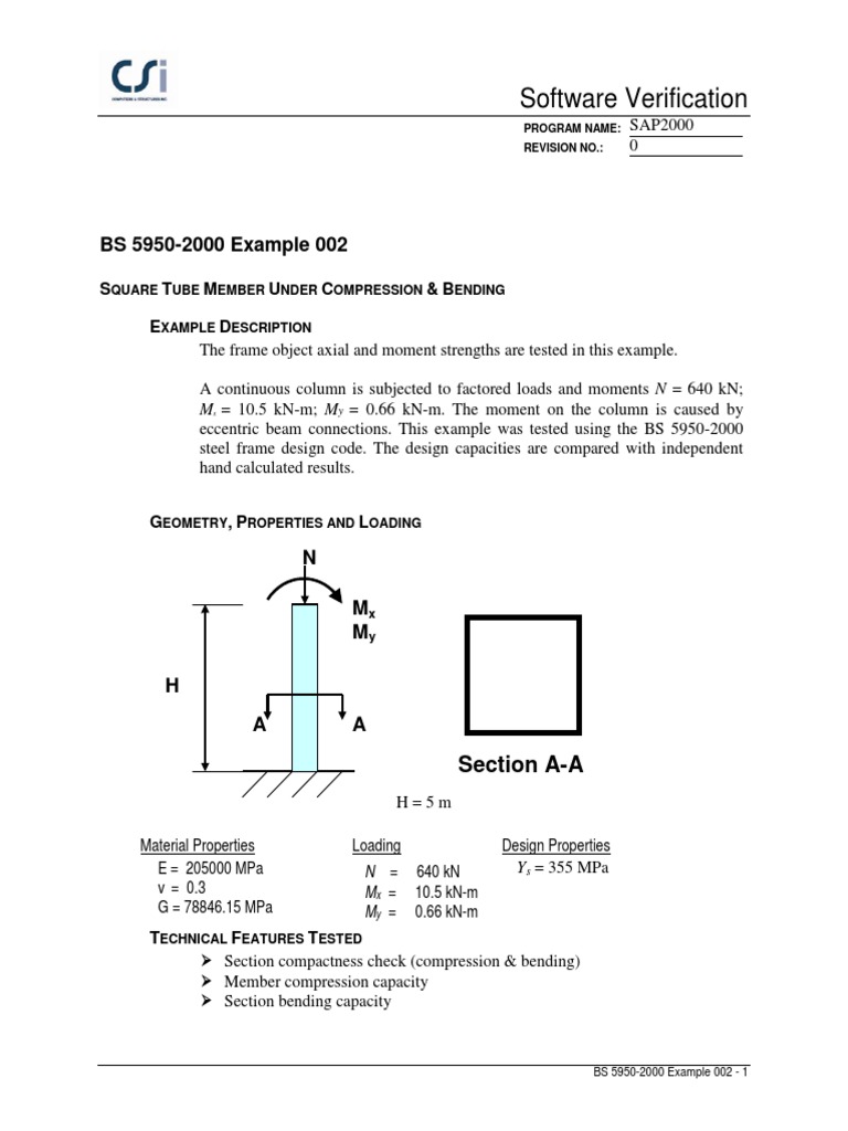 BS 5950-2000 Example 002 | PDF | Bending | Buckling