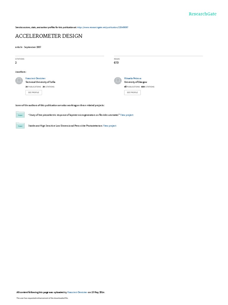 Accelerometer Design: September 2007 | PDF | Accelerometer ...