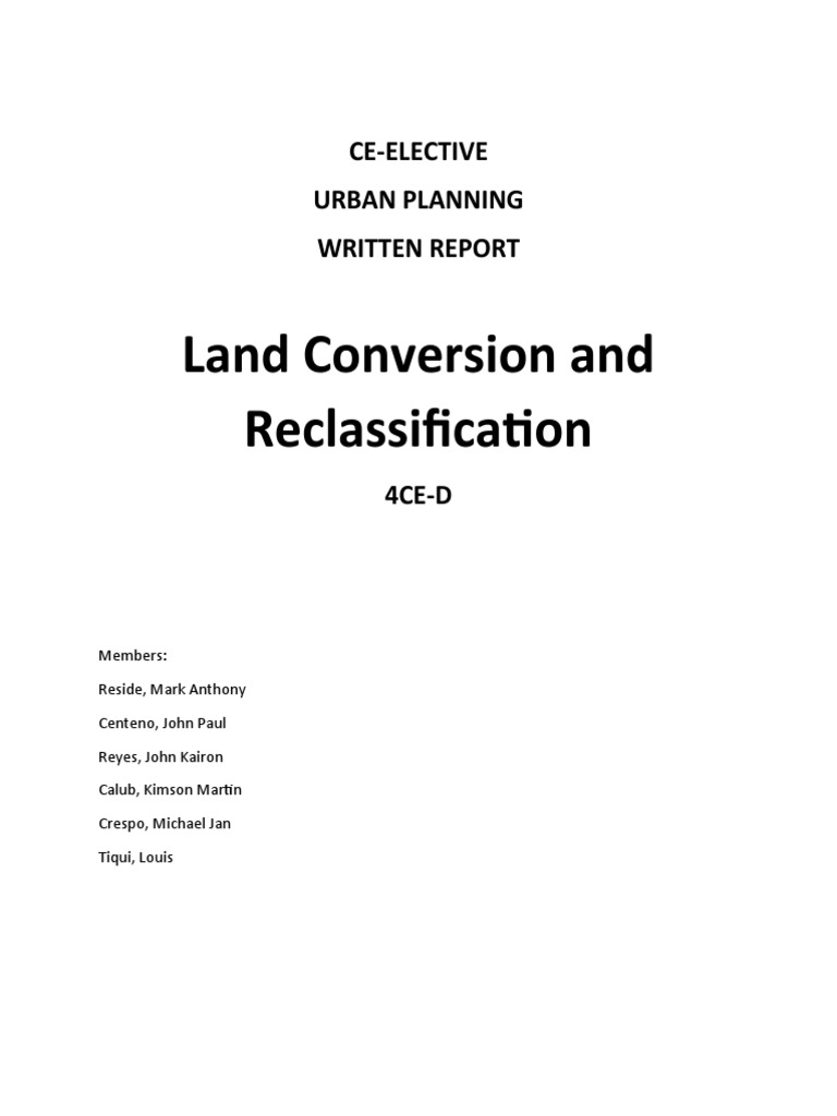 Land Conversion and Reclassification: Ce-Elective Urban Planning ...