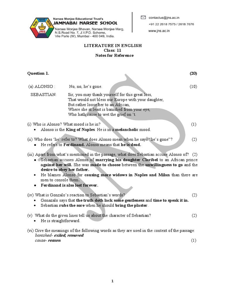 Shakespeare's Tempest: Class 11 Guide | PDF | The Tempest