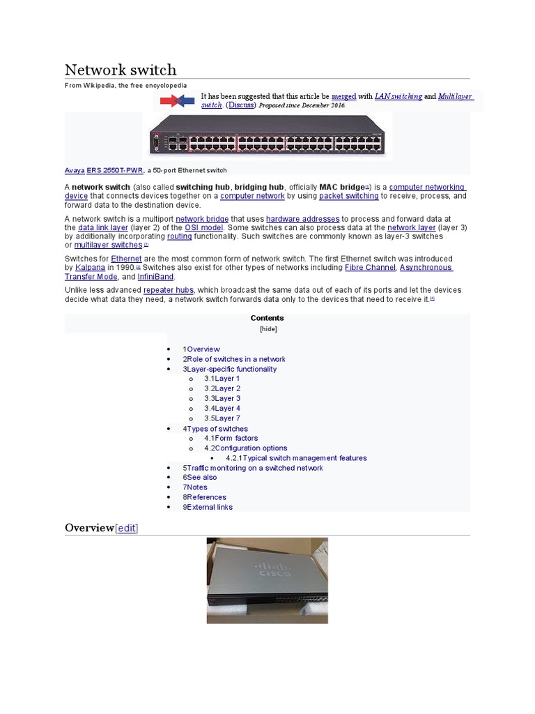 Network Switch: From Wikipedia, The Free Encyclopedia | PDF | Network ...