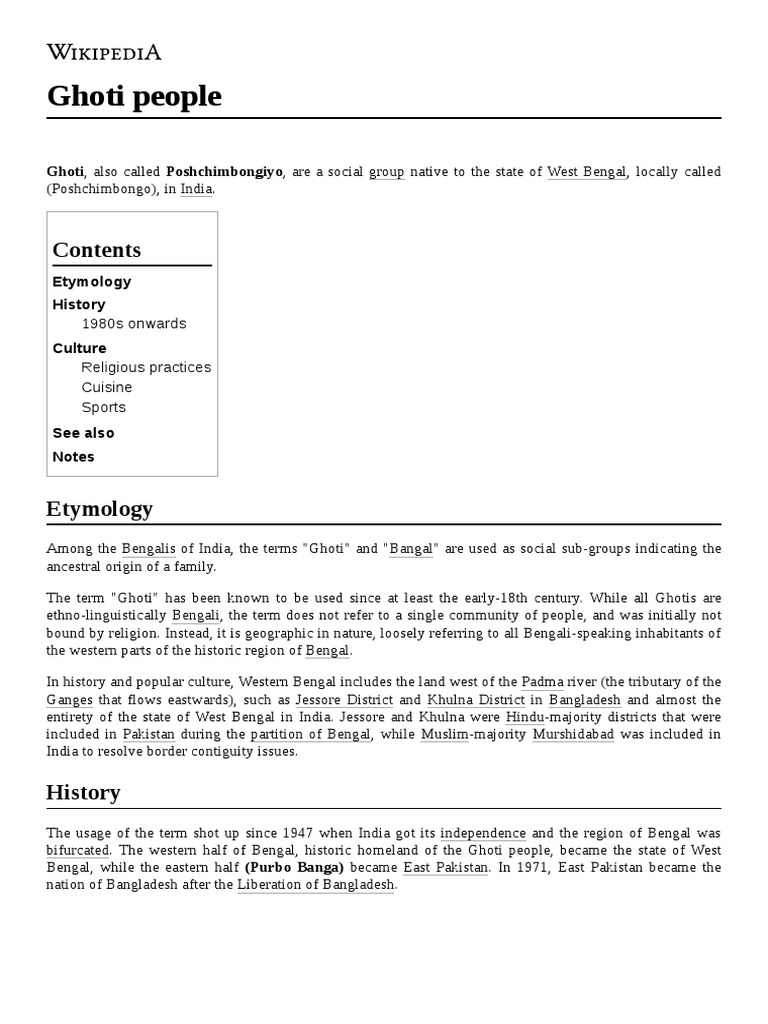 Ghoti People: Ghoti, Also Called Poshchimbongiyo, Are A Social Group ...