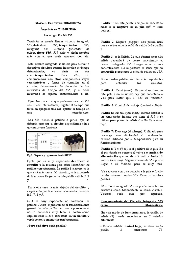 Investigación NE555 | PDF | Resistencia Eléctrica y Conductancia | Diodo emisor de luz