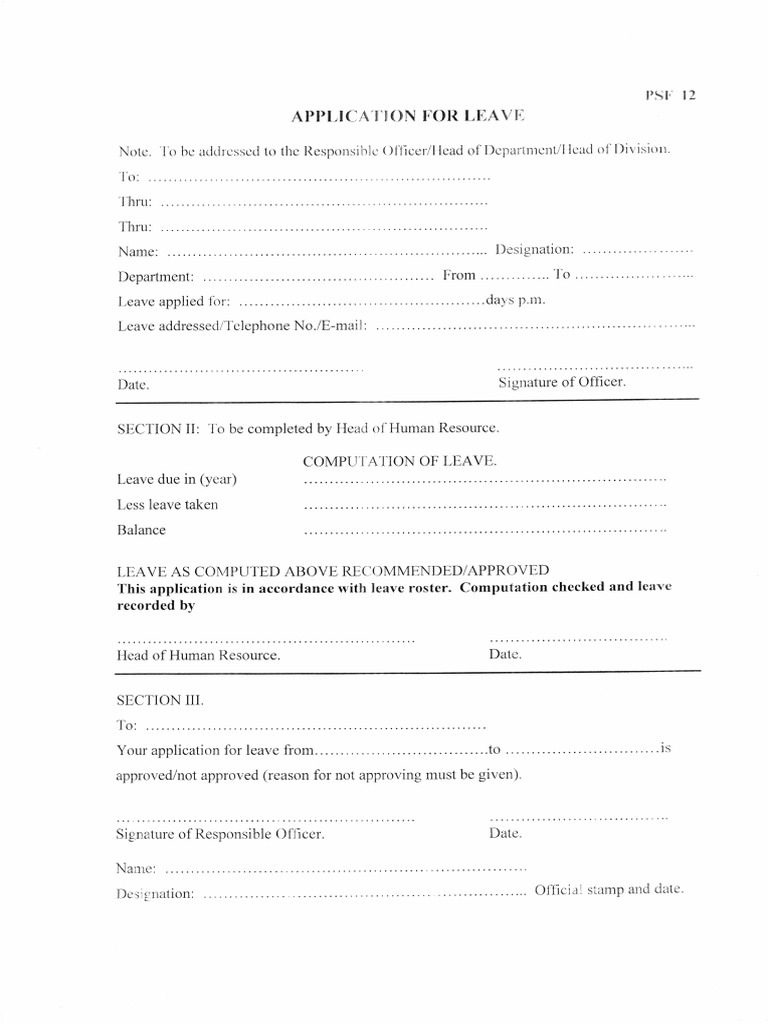 PSF 12 Leave Form | PDF