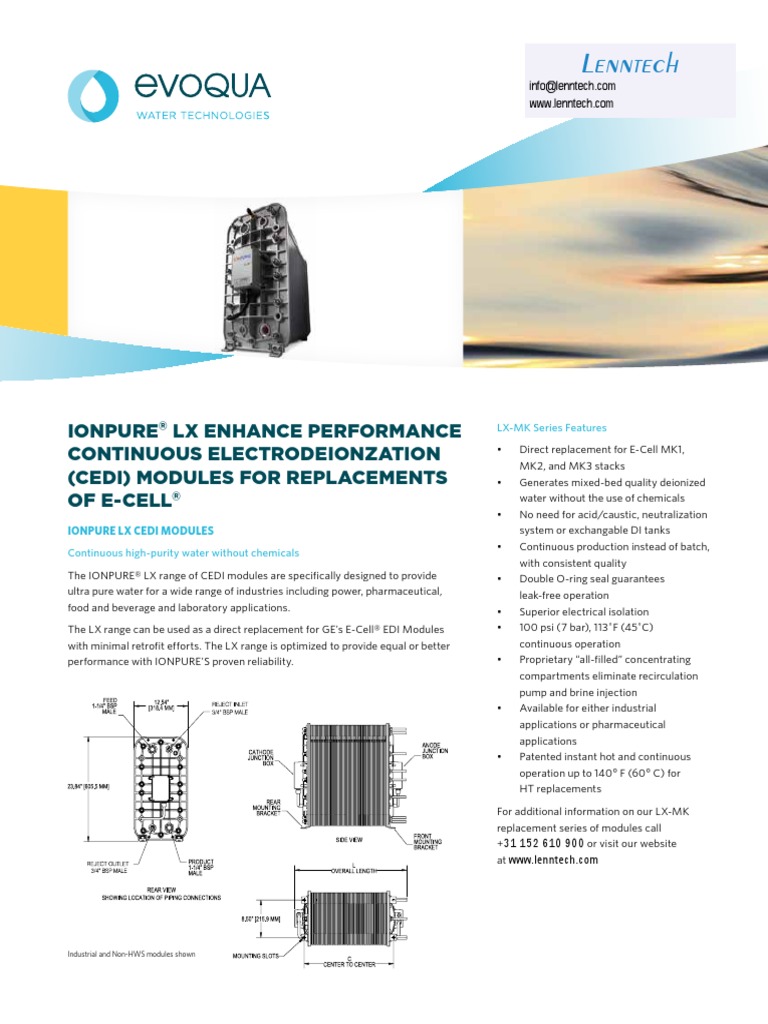 IonPure LX MK L PDF | PDF | Purified Water | Silicon Dioxide