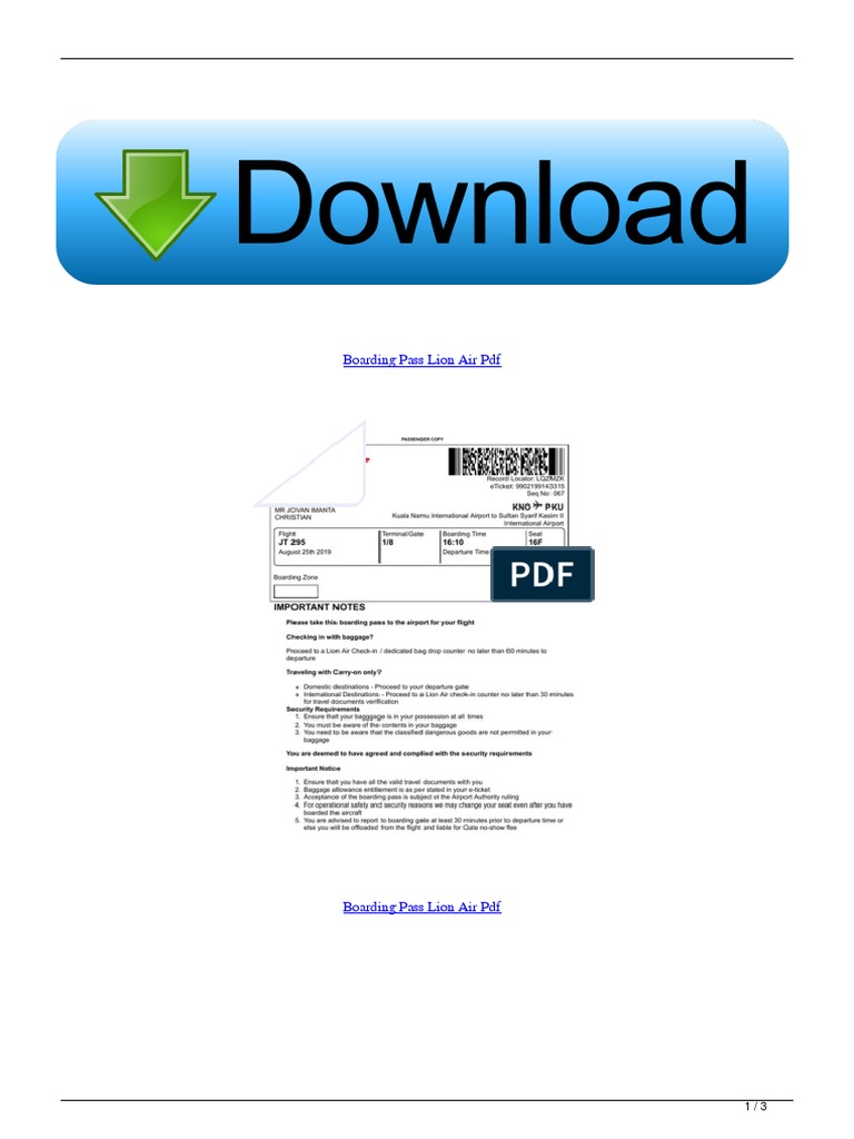 Lion Air Boarding Pass Guide | PDF | Ticket (Admission) | Transport ...
