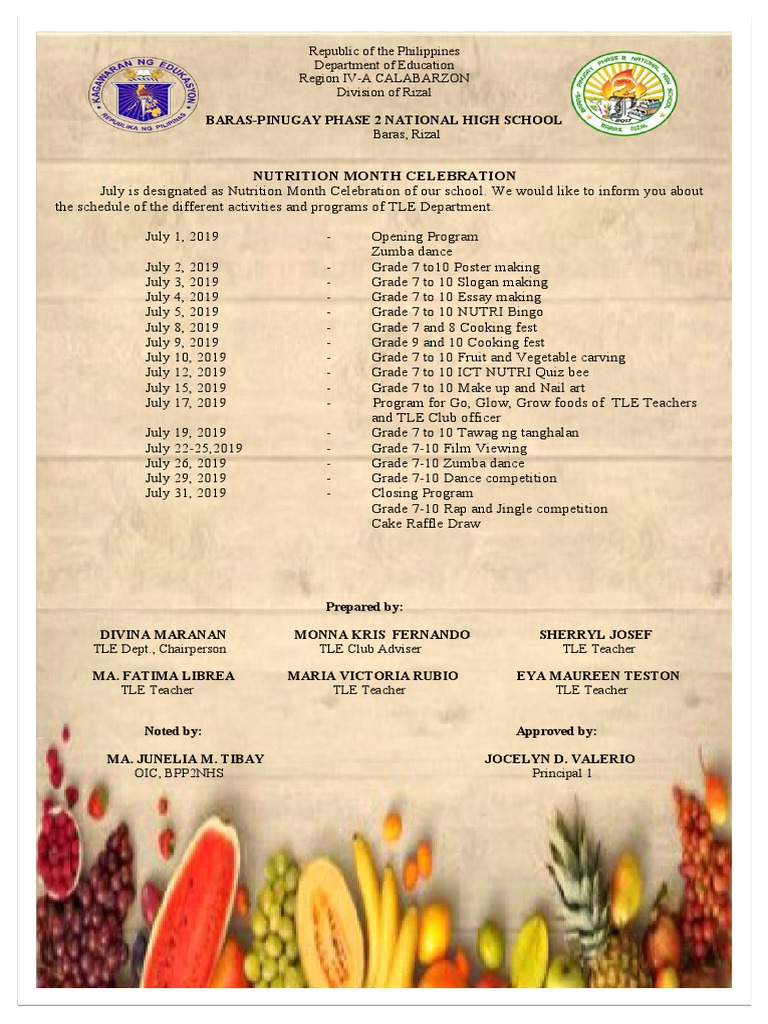 Nutrition Month School Events | PDF | Nature